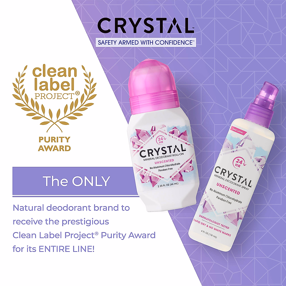 CRYSTAL Deodorant - Mineral Roll on Vegan Deodorant for Women and Men, Unscented - 2.25 fl. oz. (3 Pack) (Packaging May Vary)