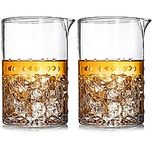 SOUJOY 2 Pack Cocktail Mixing Glass, 25oz Crystal Martini Stirring Glass, Bar Mixing Pitcher with Weighted Bottom for Bartenders