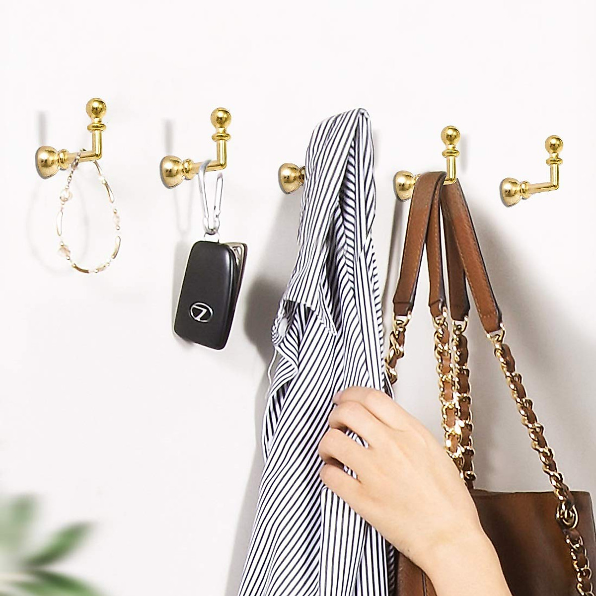 Heavy Duty Decorative Coat Hook Curtain Holdbacks Curtain Tiebacks Great for Wall Mounted Hook Rack(Gold, 11Set)