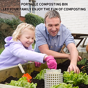 Underground Worm Farm, Garden Mini vermicomposting bin for use in Outdoor Gardening from Kitchen Food Waste, with Holes and lid, White (10.2x4.3x4.3IN)