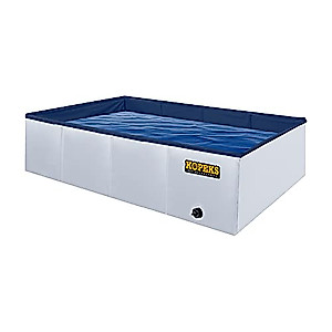 KOPEKS Outdoor Rectangular Swimming Pool Bathing Tub - Portable Foldable - Large - 43" x 27" - Grey,KPS-1081