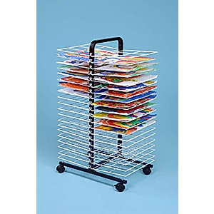 American Educational Products A-C1168 Drying Rack on Wheels, 40 Shelf, 7" Height, 18" Wide, 48" Length