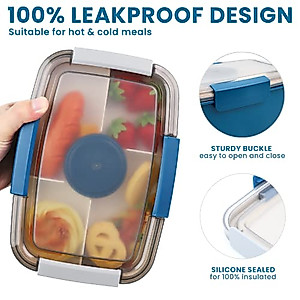 Bugucat Bento Box 64OZ, Lunch Box Salad Lunch Container with Yogurt Box and 4 Compartment Tray, Salad Bowl with Dressing Container, Built-in Reusable spoon Meal Prep to Go Containers for Fruit Snack