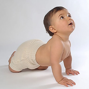 Organic Merino Wool Diaper Cover - Overnight Knit Diaper Cover for Fitted Cloth Diapers and Flats (EU 98-104 | 2-3 Years, Natural)