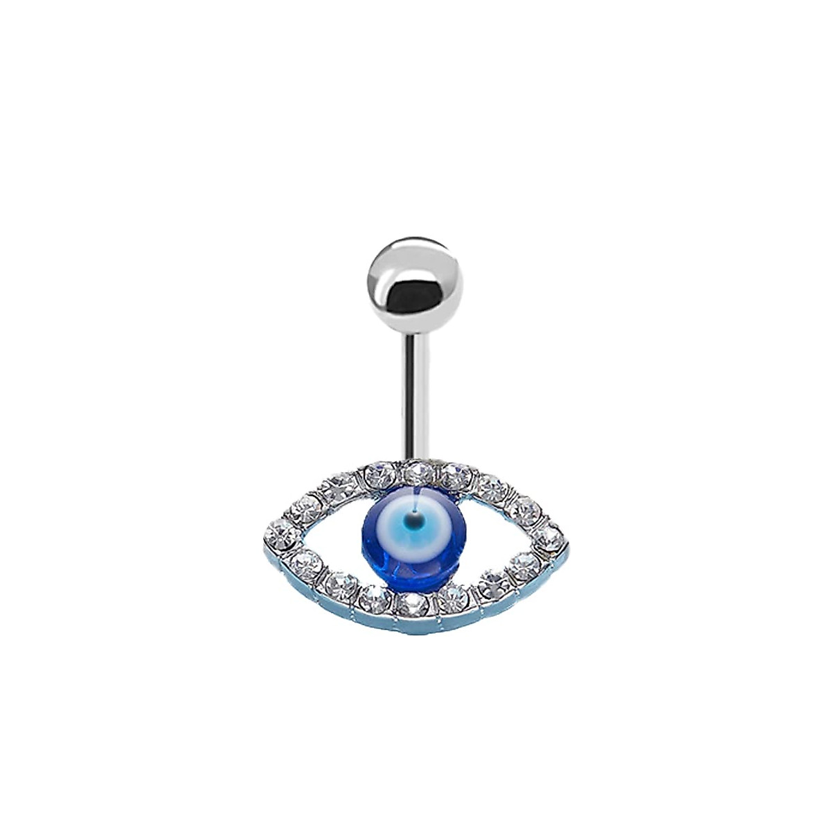 COLORFUL BLING 316L Surgical Steel Cubic Zircon Evil Eye Goth Belly Button Ring Angel Wings Curved Barbells Navel Eyebrow Rings Labret Lip Sexy Piercing Jewelry-simple