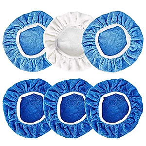 UTSAUTO 6Pcs Car Polisher Pads 9-10 Inches Microfiber Polishing Bonnet Pads Cover Car Buffer Bonnet Car Wax Polisher Kit