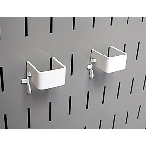 Wall Control Pegboard 1in x 1in C-Bracket Slotted Metal Pegboard Hook for Wall Control Pegboard and Slotted Tool Board – White
