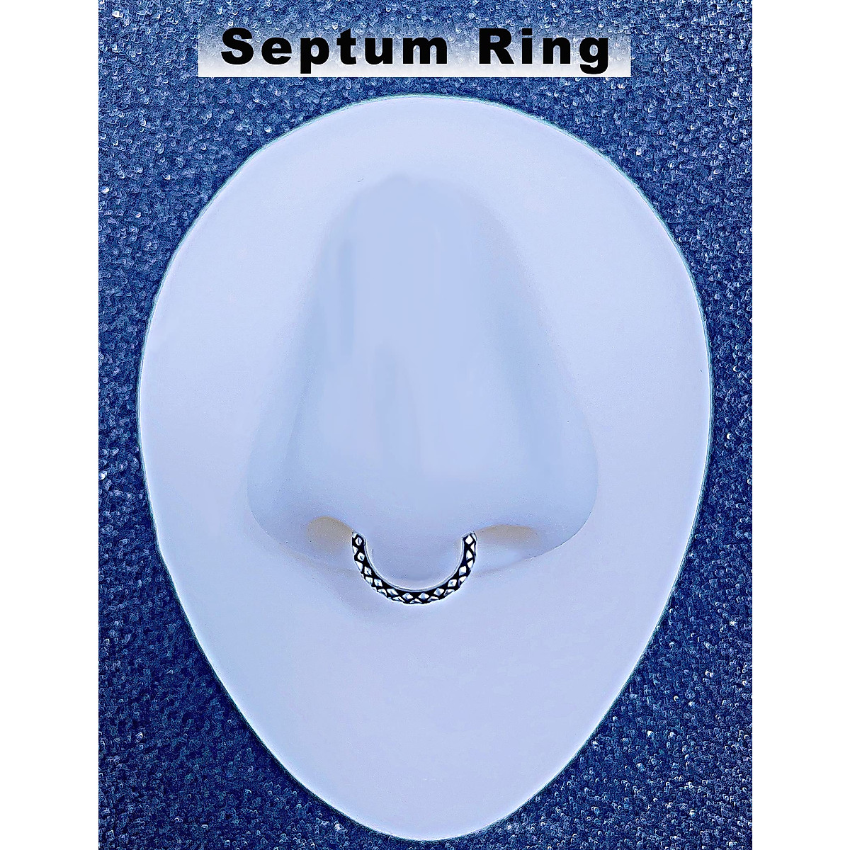 8mm Silver 316L Surgical Steel Septum Rings Nose Piercing Ring Black Hinged Nose Rings Hoop Cartilage Earring Lobe Tragus Daith Rook Helix Piercing Jewelry 16 Gauge Septum Clicker Lip Rings Snakeskin