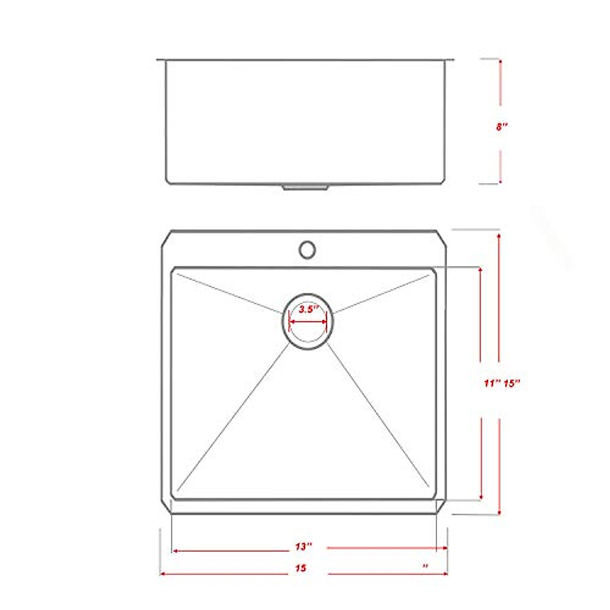 VCCUCINE Drop in Bar Sink, 15 x 15 Inch Topmount RV Small Kitchen Sink, Handmade Stainless Steel Wet Bar Sink, Outdoor Single Bowl, Brushed Nickel Prep Sink with Accessories