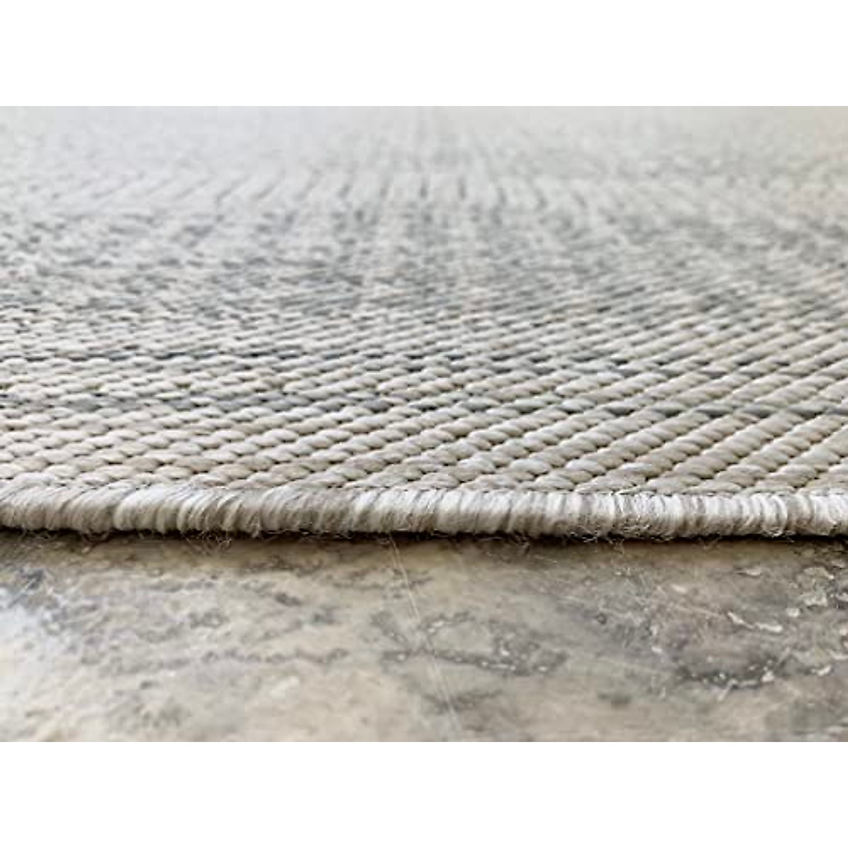 Benissimo 4 x 6 Indoor Outdoor Rug Tile Collection Non-Slip, Woven, Jute Backing Area Carpet for Living Room, Bedroom, Kitchen, Entryway, Hallway, Patio, Farmhouse Decor, Beige