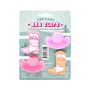 NPW Yeehaw Bag Clips 4 Piece Bag Clip - Cowboy Hat & Cowboy Boot Chip Bag Clip | Durable Kitchen Clips for Food Storage, Sealing Food Clips, Plastic Clips for Food and Kitchen Storage