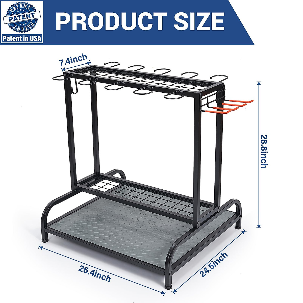 Garden Tool Organizer for Garage, Garden Tool Rack, Yard Tool Storage, Tool Organizers and Storage, Garden Tool Stand up to 55 Long-Handled Tools, for Garage, Shed, Outdoor, Black