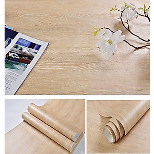 Self Adhesive Faux Light Wood Vinyl Contact Paper for Kitchen Cabinets Shelves Drawer Cupboards Table Desk Arts and Crafts Decal 15.7 x117 Inches