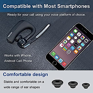 Bluetooth Headset with CVC8.0 Dual Mic Noise Cancelling, Bluetooth Earpiece V5.0 Hands-Free Wireless Headset for iPhone Android Cell Phone Trucker Business Office, Super Light, Clear Chat