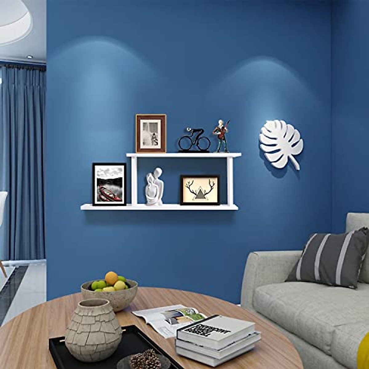 AUYKBVK Large Floating Bookshelf,Floating Shelf White,Wall Mounted Floating Shelves Farmhouse Bathroom Bedroom Kitchen Living Room,Toys and Books Storage Organizer Bookshelves Nursery Book Shelves