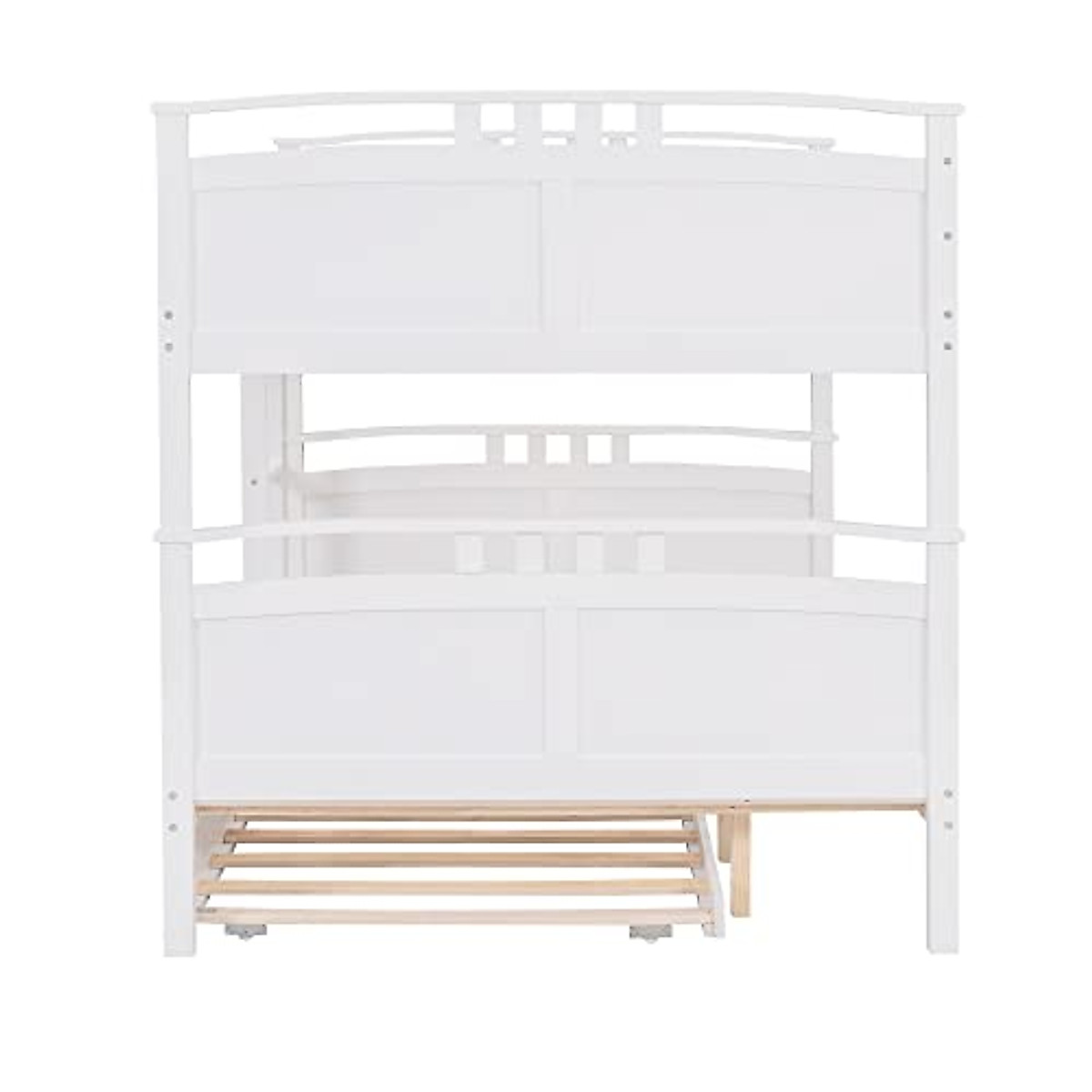 Lifeand Full-Over-Full Bunk Bed with Twin Size Trundle,Separable Bunk Bed for Bedroom,White