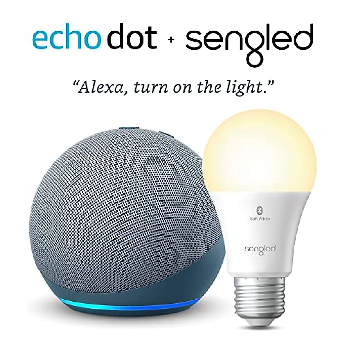 Echo Dot (4th Gen) | Twilight Blue with Sengled Bluetooth bulb | Alexa smart home starter kit