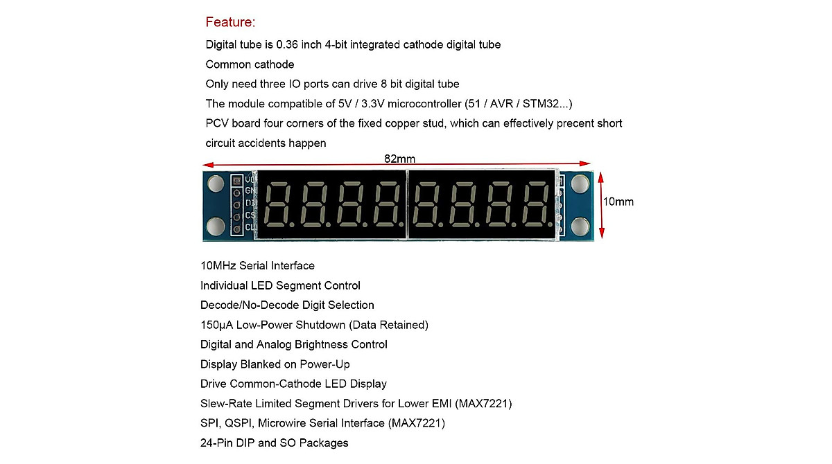 DEVMO 4pcs 8-Digit 7 Segment Module MAX7219 8 Bit Digital Segment Tube LED Display Module ...