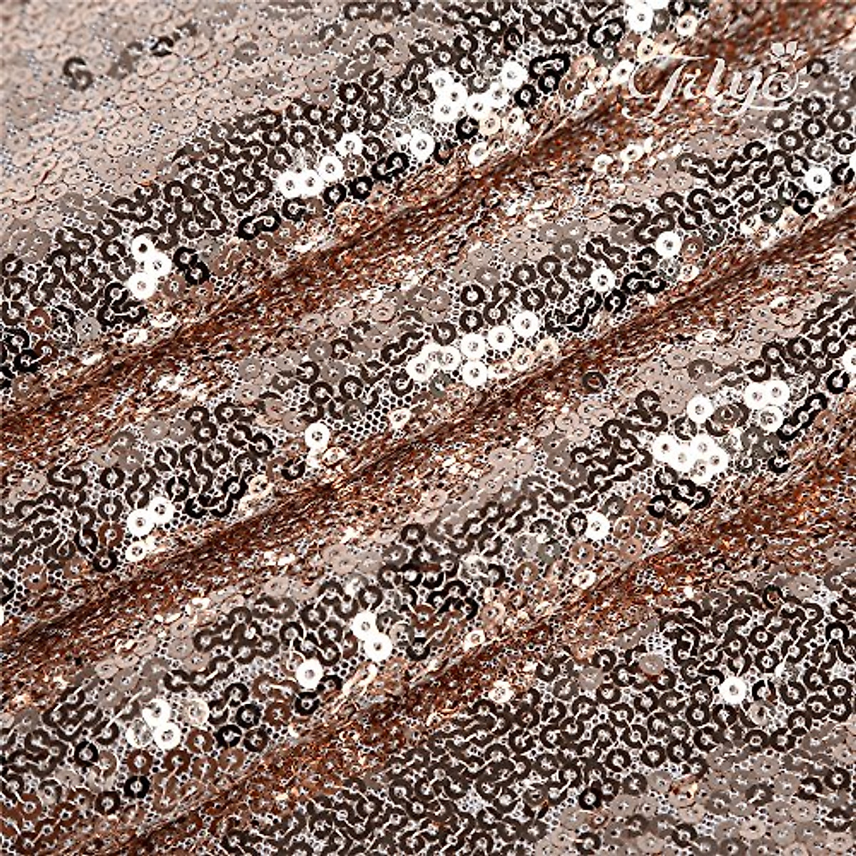 Trlyc Tablecloth 50- Inches Square Sequin Tablecloth Rose Gold