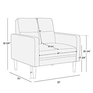 CHITA Living Room Chair Mid-Century Single Sofa Furniture 33''W Tufted Sofa Chair for Living Room Apartment, Solid Wood Leg, Easy Assembly, Flax Beige
