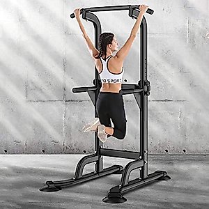 SogesPower Power Tower Dip Station Pull Up Bar for Home Gym Adjustable Height Strength Training Workout Equipment