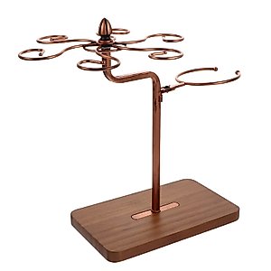 Cabilock Countertop Wine Glass Rack Holder for 6 Wine Cups and 1pc Bottle Tabletop Wooden Wine Bottle Holder Wine Glasses Storage Stand for Home Kitchen Bar Wine Cellar Red
