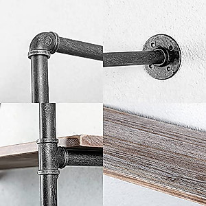 OLDRAINBOW Industrial Pipe Shelving Wall Mounted,Rustic Metal Floating Shelves,Real Wood Book Shelves,Wall Shelf Bookshelf Hanging Wall Shelves Bar Shelving (3-Layer, 30in)