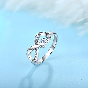 STARCHENIE Infinity Promise Ring 925 Sterling Silver Angel Wings Heart Ring for Women Size 7