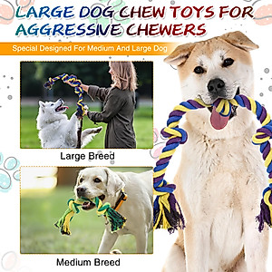 Glimin 12 Pack Large Dog Chew Toys for Aggressive Chewers Dog Heavy Duty Dog Rope Toys Bulk Cotton Large Dog Cleaning Dog Chew Toys for Medium Large Breed Dogs Teeth Cleaning