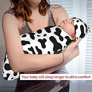 Belinyo Cow Print Newborn Swaddle Set Baby Receiving Blanket with Beanie Hat Infant Swaddle for Girls Boys One Size