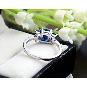 Solid 925 Sterling Silver 7X5 MM Pear Natural Kyanite Gemstone January Birthstone Wedding Ring For Bridal Gift For Her (Rhodium Plated Silver, 6)