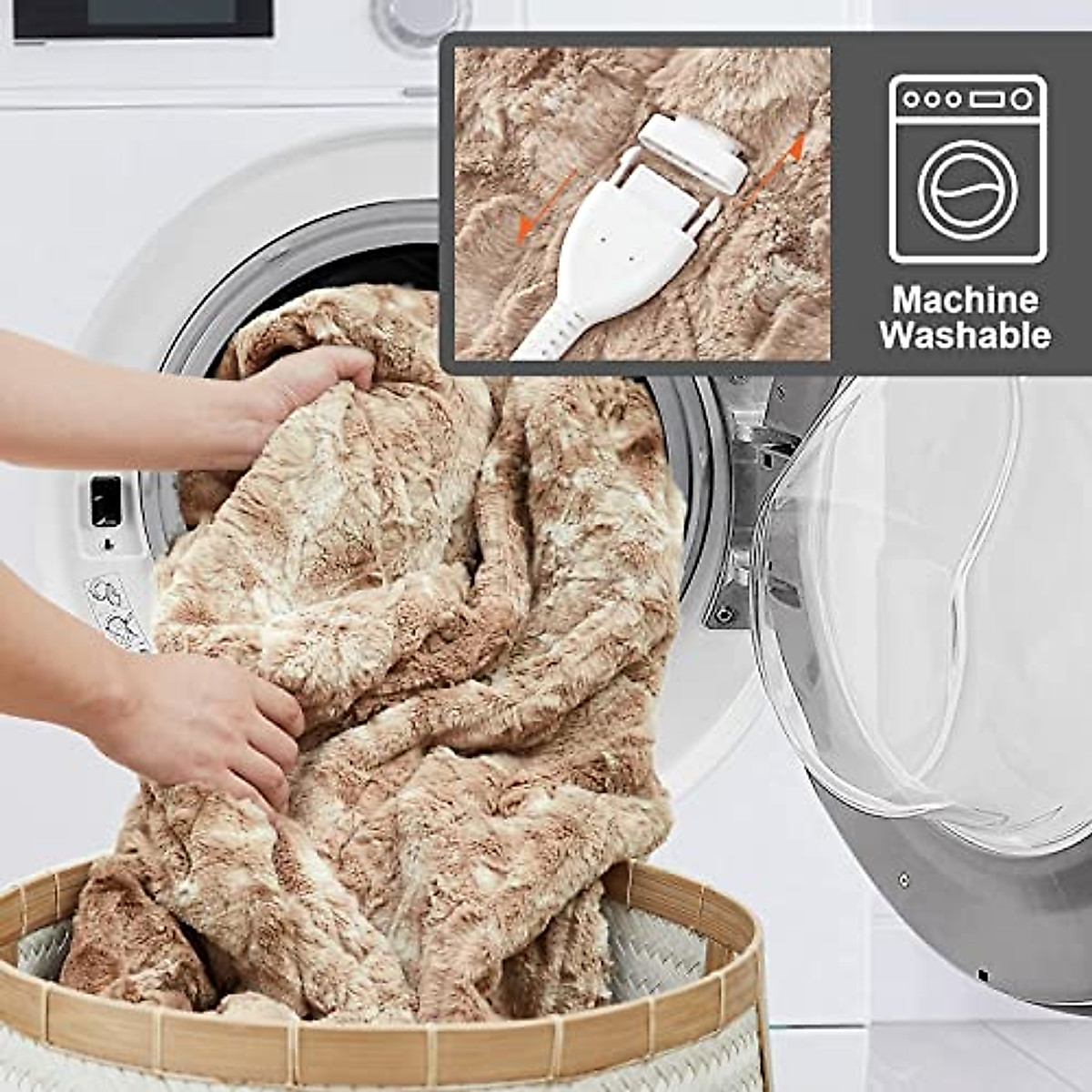 EHEYCIGA Heated Blanket Electric Throw Twin - Heating Blanket with 5 Heating Levels & 10 Hours Auto Off, Soft Cozy Sherpa Washable Electric Throw with Fast Heating, 62 x 84 Inches, Camel