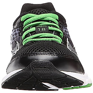 Mizuno Wave Rider 18 Junior Kids Running Shoe (Little Kid/Big Kid), Black/Classic Green, 2.5 M US Little Kid