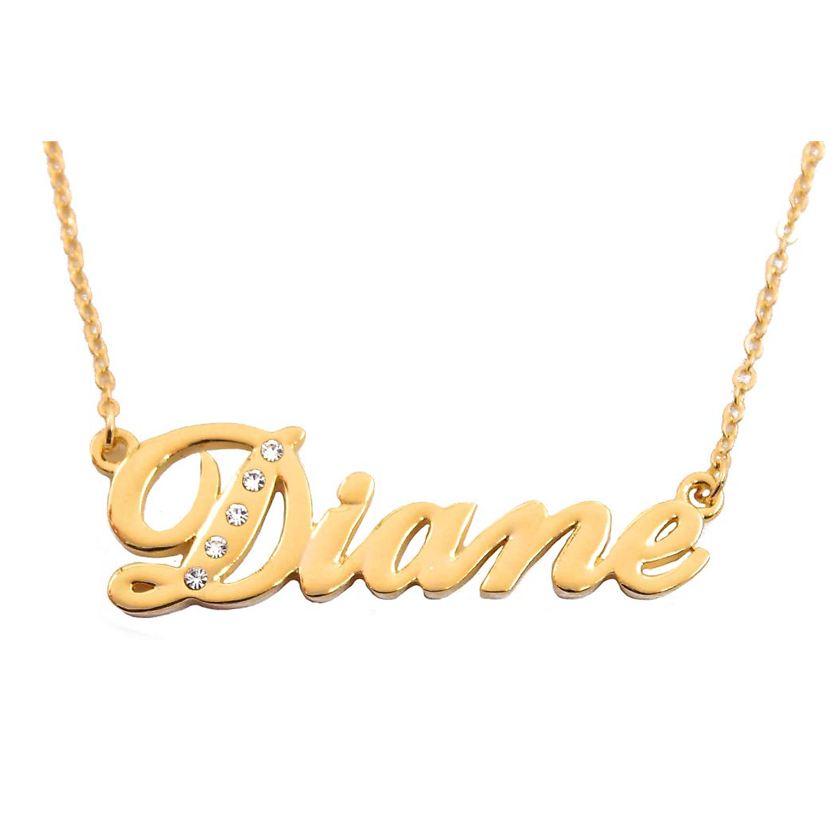 Zacria Diane Name Necklace 18K Gold Plated Personalized Dainty Necklace - Jewelry Gift Women, Girlfriend, Mother, Sister, Friend, Gift Bag & Box