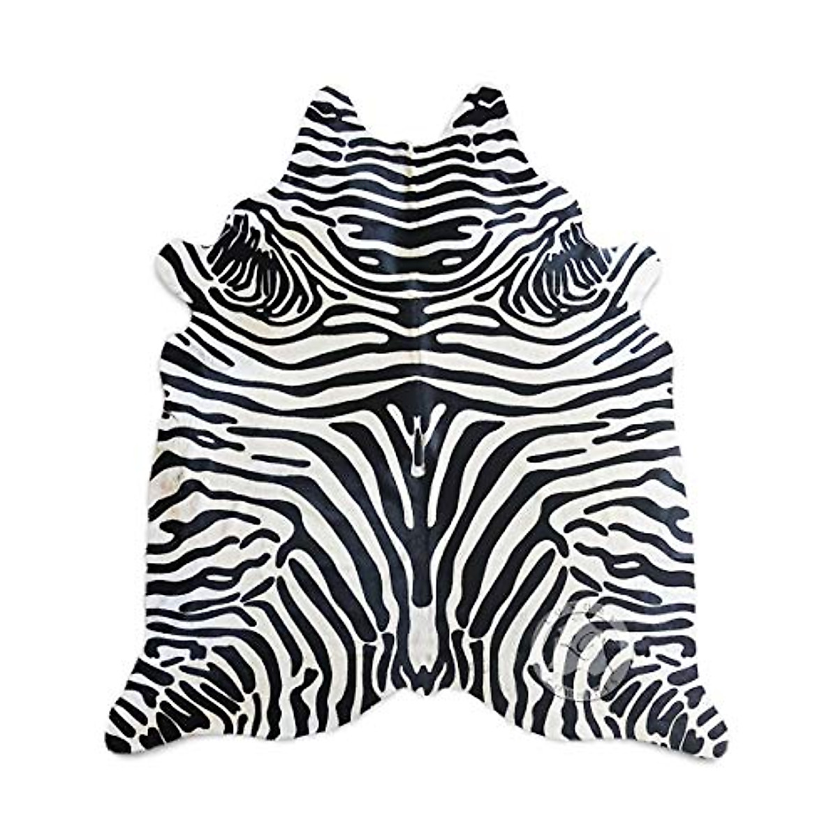 Safari Zebra Print Black on Off White Genuine Cowhide Rug 6 x 7 ft. 180 x 210 cm