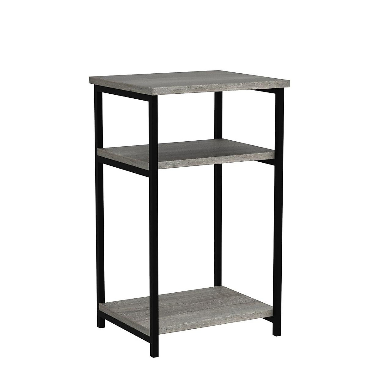 Furinno Just 3-Tier Metal Frame End Table with Storage Shelves, 2-Pack, French Oak