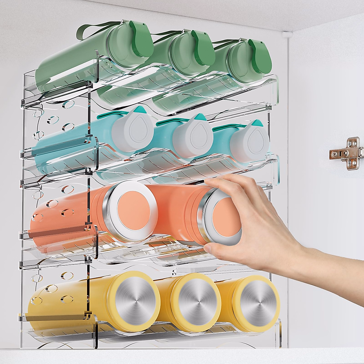 EZ COZY Wine Rack-4 Pack Stackable Wine Rack for 12 Bottles,Wine Rack for Inside Cabinet,for Pantry,Refrigerator,Countertop Organization (4 Tier)