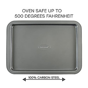 Kitchen Details Small Nonstick Baking Sheet | Creates Even Heating and Browning | Durable | Easy to Clean | Oven Safe up to 500 Degrees | Bakeware | Grey