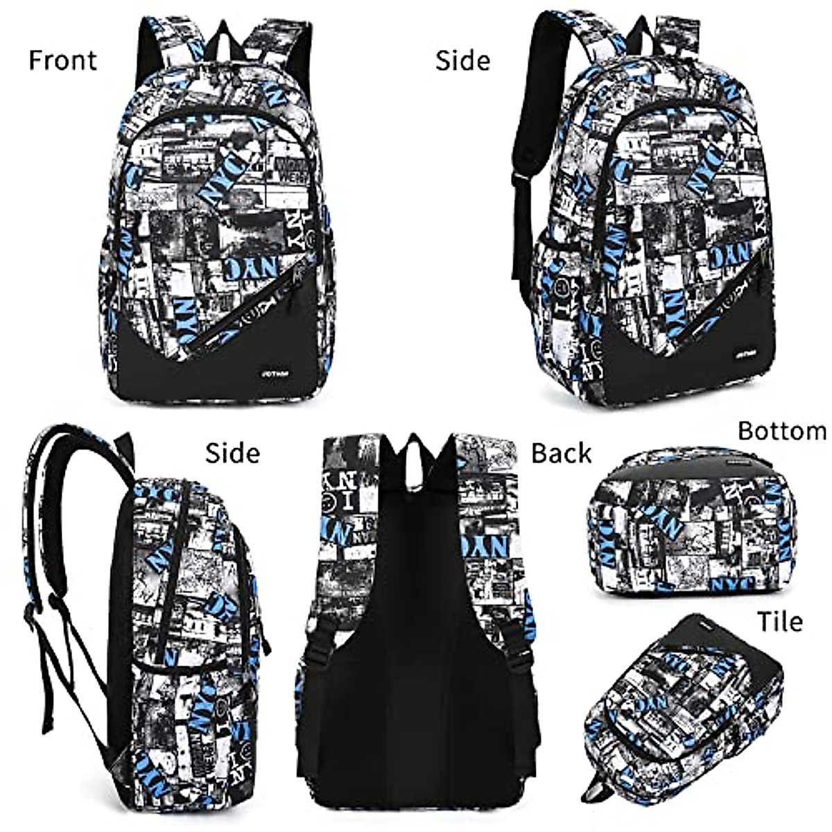 JOTHIN School Backpacks Kids Backpack Boys Bookbags for Boys Backpacks for Middle School Laptop Backpack Canvas Travel Backpack for Men(White)