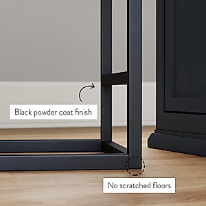 Nathan James Nelson Bar Stool with Leather Cushion and Metal Base, 24", Warm Brown/Black