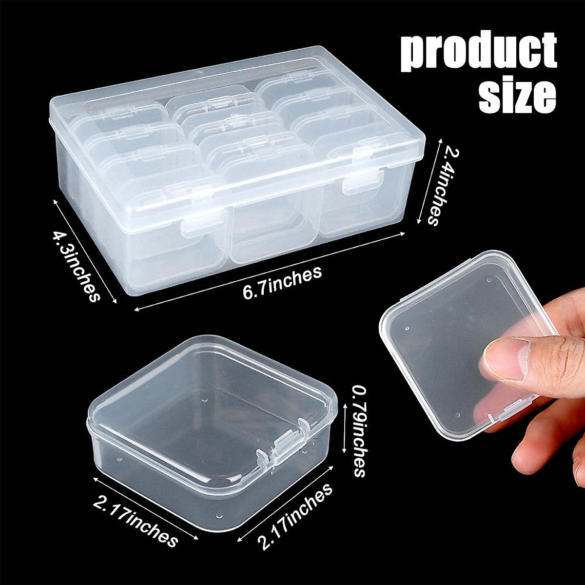 Chemlliy 2 Pack Bead Organizers Box Clear Mini Plastic Bead Storage Containers Transparent 13 Pieces Storage Box with Lid