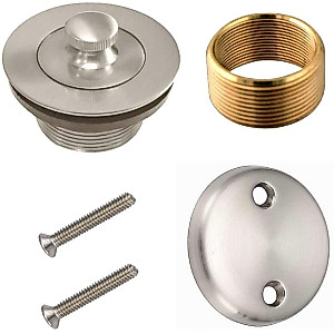 Lift & Turn Style Conversion Kit Bathtub Tub Drain Assembly, All Brass Construction (Brushed Nickel)