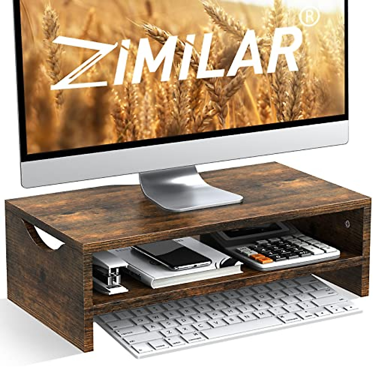 Zimilar 2-Tier Monitor Stand Riser - Ergonomic Desk Storage
