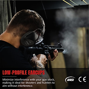 HEARMOR Shooting Ear Protection Earmuffs with Low Profile NRR 23 dB Noise Reduction Headphones for Gun Range and Hunting, Black