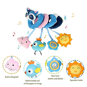 AIPINQI Spiral Activity Toy, Baby Car Seat Toys,Bed Stroller Toy Comfortable Spiral Car Seat Toy for Infants Colorful Hanging Toys for Car Seat, Fox