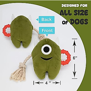 Onmygogo Large Dog Squeaky Chew Toys, Stuffed Plush Dog Toys for Aggressive Chewers Durable Tug of War Rope Toys Puppy Toys for Small, Medium, Large Breed Monster Toys(Blue) (Blue)