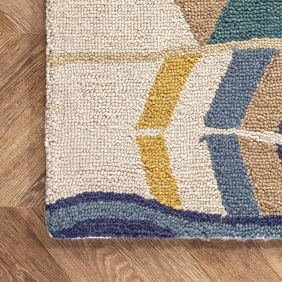 nuLOOM Ofelia Geometric 2x6 Wool Runner Rug for Living Room Bedroom Dining Room Entryway Hallway Kitchen, Multicolor/Black