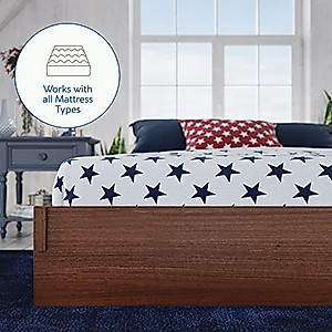 Classic Brands Liberty Wood Platform Bed Frame, Walnut Finish, Queen