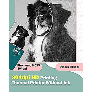 Phomemo M02S 304dpi Pocket Printer- Bluetooth Thermal Photo Printer, Black and White Print-Out Phone Printer for Photo Printing, Plan Journal, Organization, DarkGreen