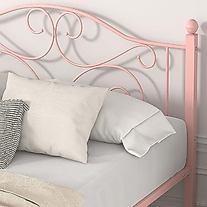 VECELO Full Size Bed Frame with Headboard and Footboard, Heavy Duty Metal Slat Support, Platform Mattress Foundation, No Box Spring Needed, Easy Assembly, Pink